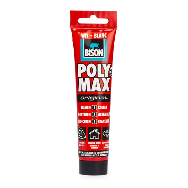 Poly Max kit | Bison | Wit (Original, 165 gram, Binnen/Buiten, Overschilderbaar) Bison Kabelshop.nl